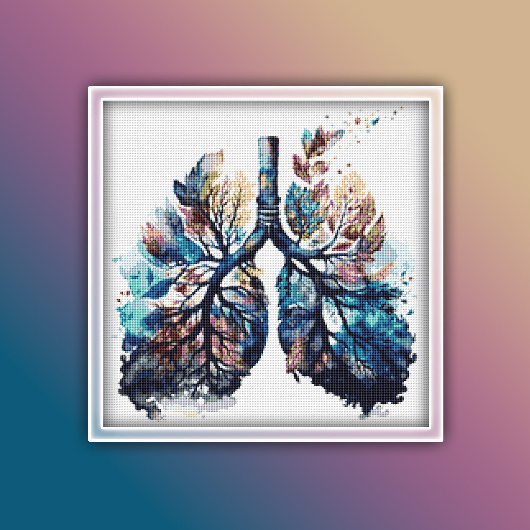 Anatomy Lungs Cross Stitch Pattern 3 Instant PDF Download - Breathing ...