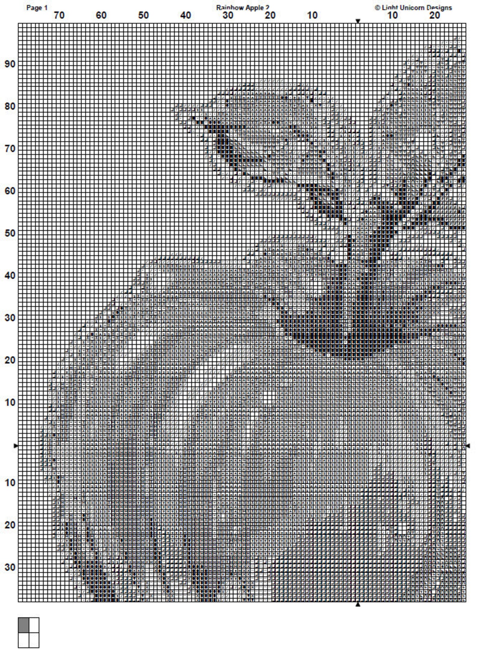 Rainbow Apple Cross Stitch Pattern 2 Instant PDF Download - Apple ...