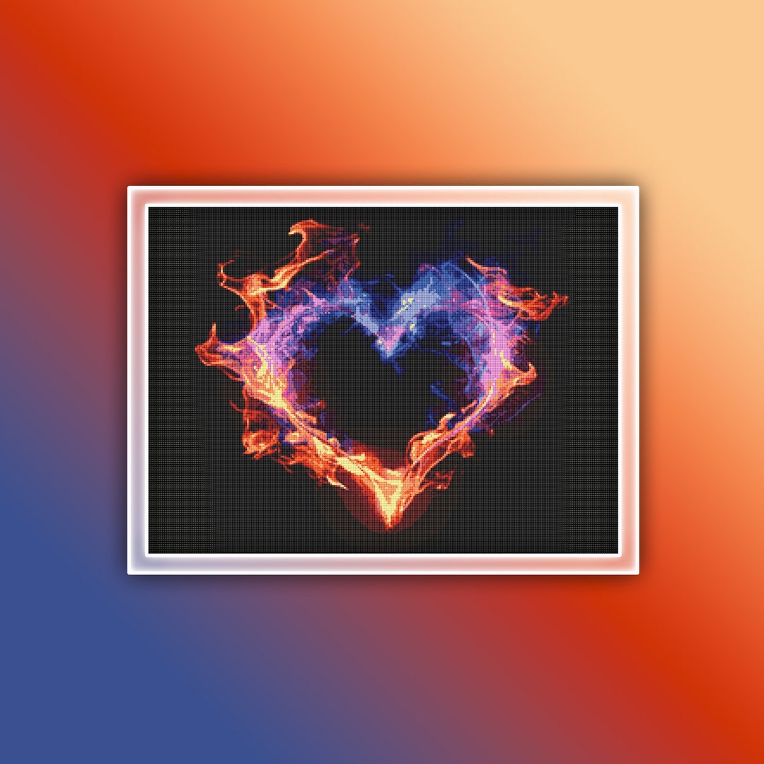 Flaming Heart Cross Stitch Pattern 2 Instant Download Instant PDF ...