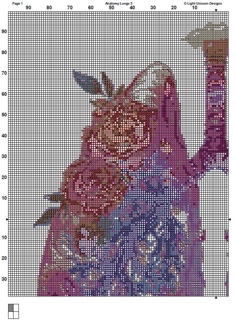 Anatomy Lungs Cross Stitch Pattern 5 Instant PDF Download - Breathing ...