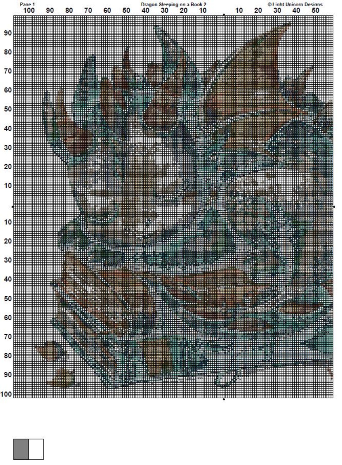 Dragon Sleeping on a Book Cross Stitch Pattern 2 Instant PDF Download ...