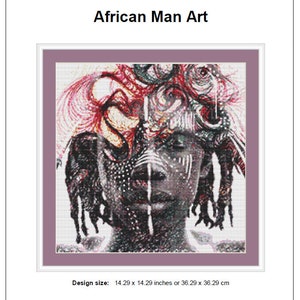 African Man Art Cross Stitch Pattern 1 Instant PDF Download - Black Man ...