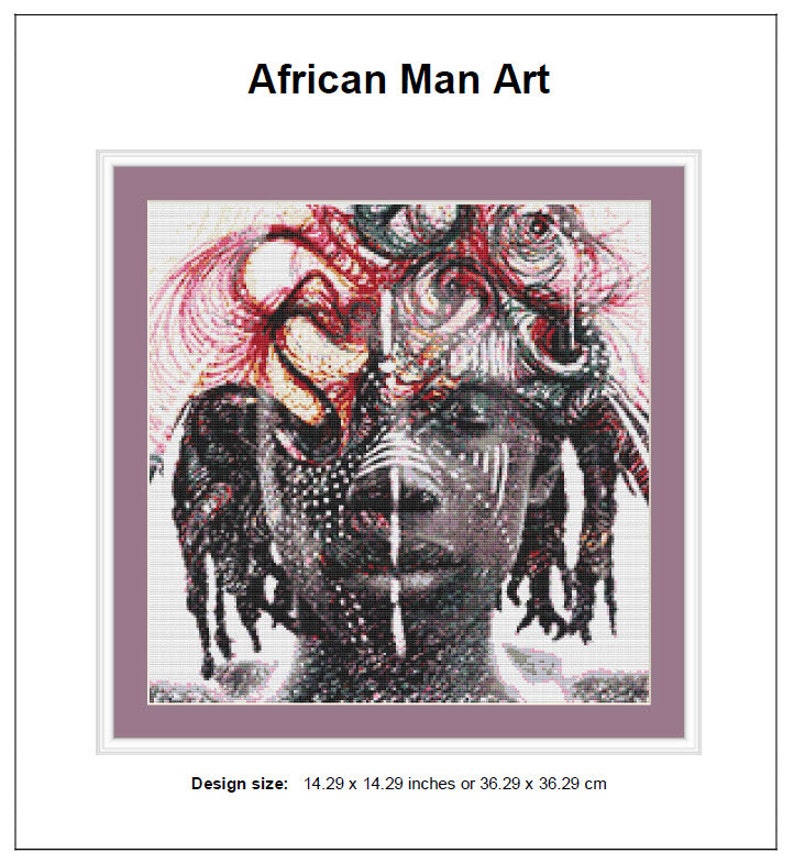 African Man Art Cross Stitch Pattern 1 Instant PDF Download - Black Man ...