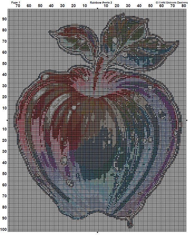 Rainbow Apple Cross Stitch Pattern 2 Instant PDF Download - Apple ...