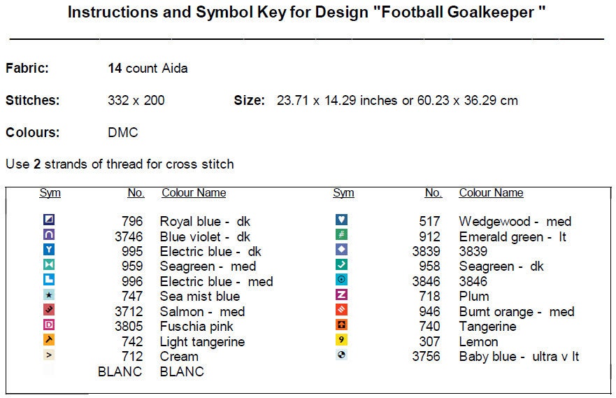 Football Goalkeeper Cross Stitch Pattern 2 Instant Download | Etsy