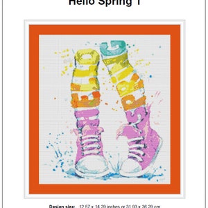 Hello Spring Cross Stitch Pattern 1 Instant PDF Download - Sneakers ...