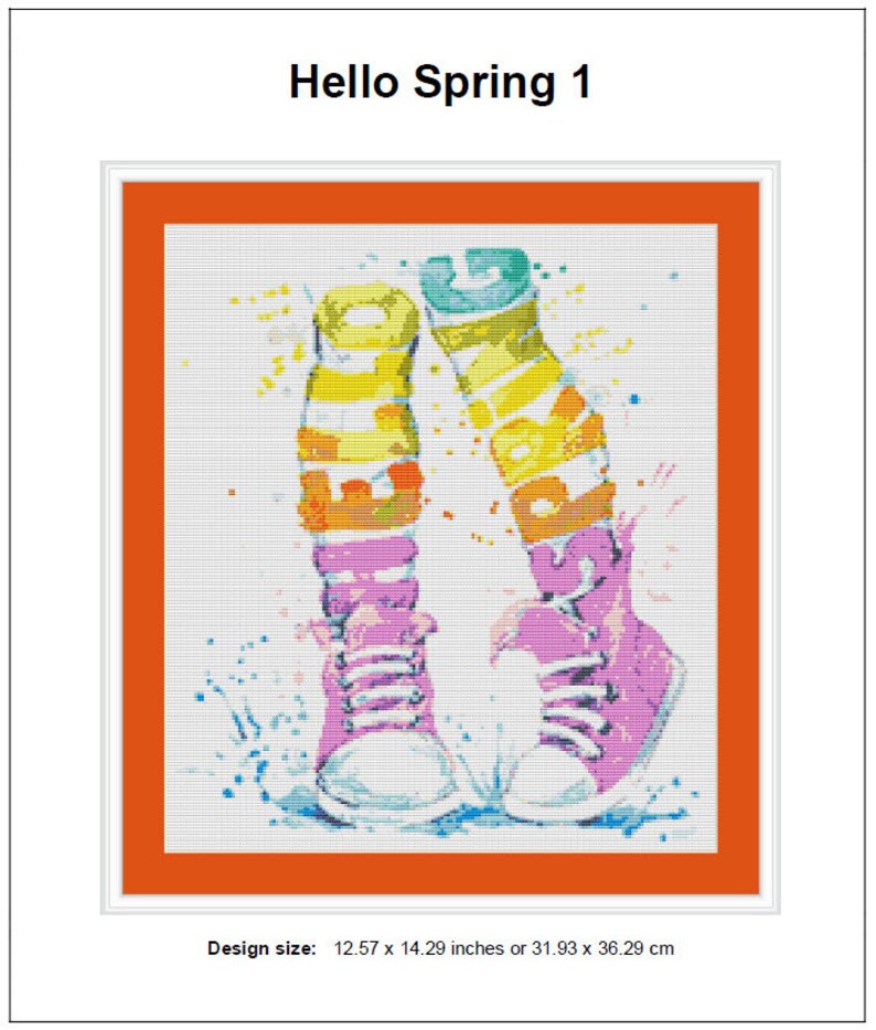 Hello Spring Cross Stitch Pattern 1 Instant PDF Download - Sneakers ...