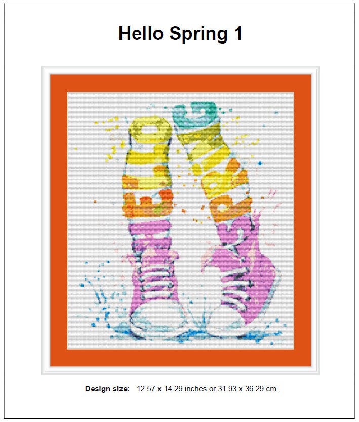 Hello Spring Cross Stitch Pattern 1 Instant PDF Download - Sneakers ...