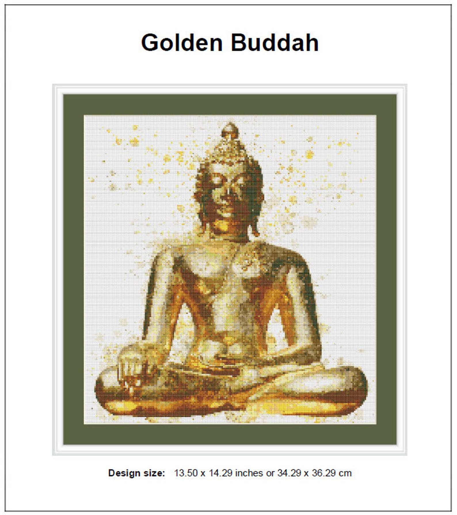 Golden Buddha Statue Cross Stitch Pattern Instant PDF Download - Golden ...