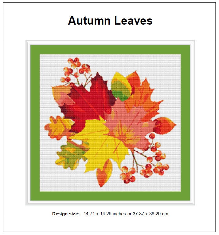 Autumn Leaves Cross Stitch Pattern Instant PDF Download - Leaves ...