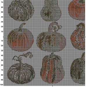 Pumpkins Cross Stitch Pattern 6 Instant PDF Download - Autumn Watercolor Cross Stitch Pattern ...