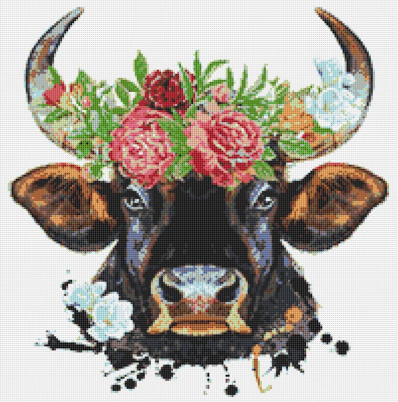 Cow Cross Stitch Pattern 1 Instant PDF Download Cow - Etsy