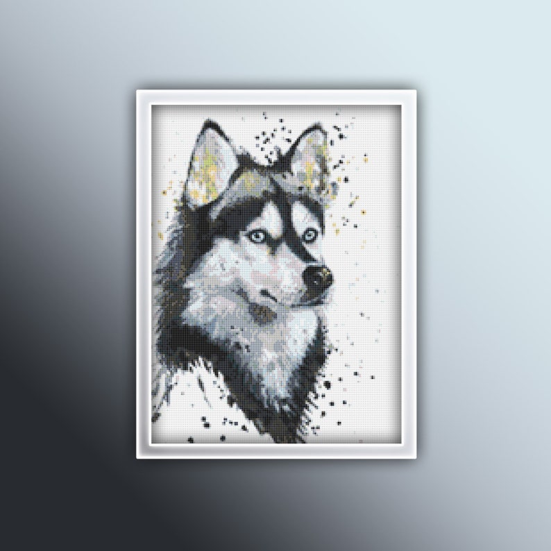 Husky Cross Stitch Pattern 1 Instant PDF Download - Husky Watercolor ...