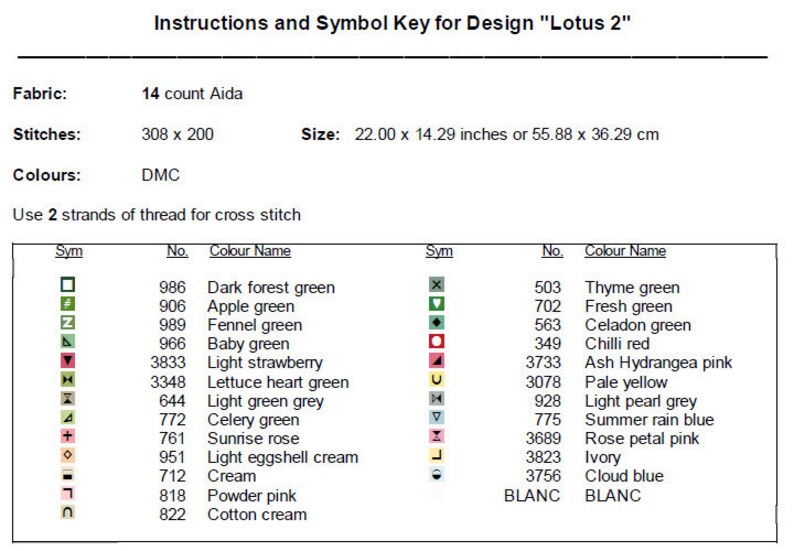 Lotus Cross Stitch Pattern 2 Instant PDF Download - Lotus Watercolor ...