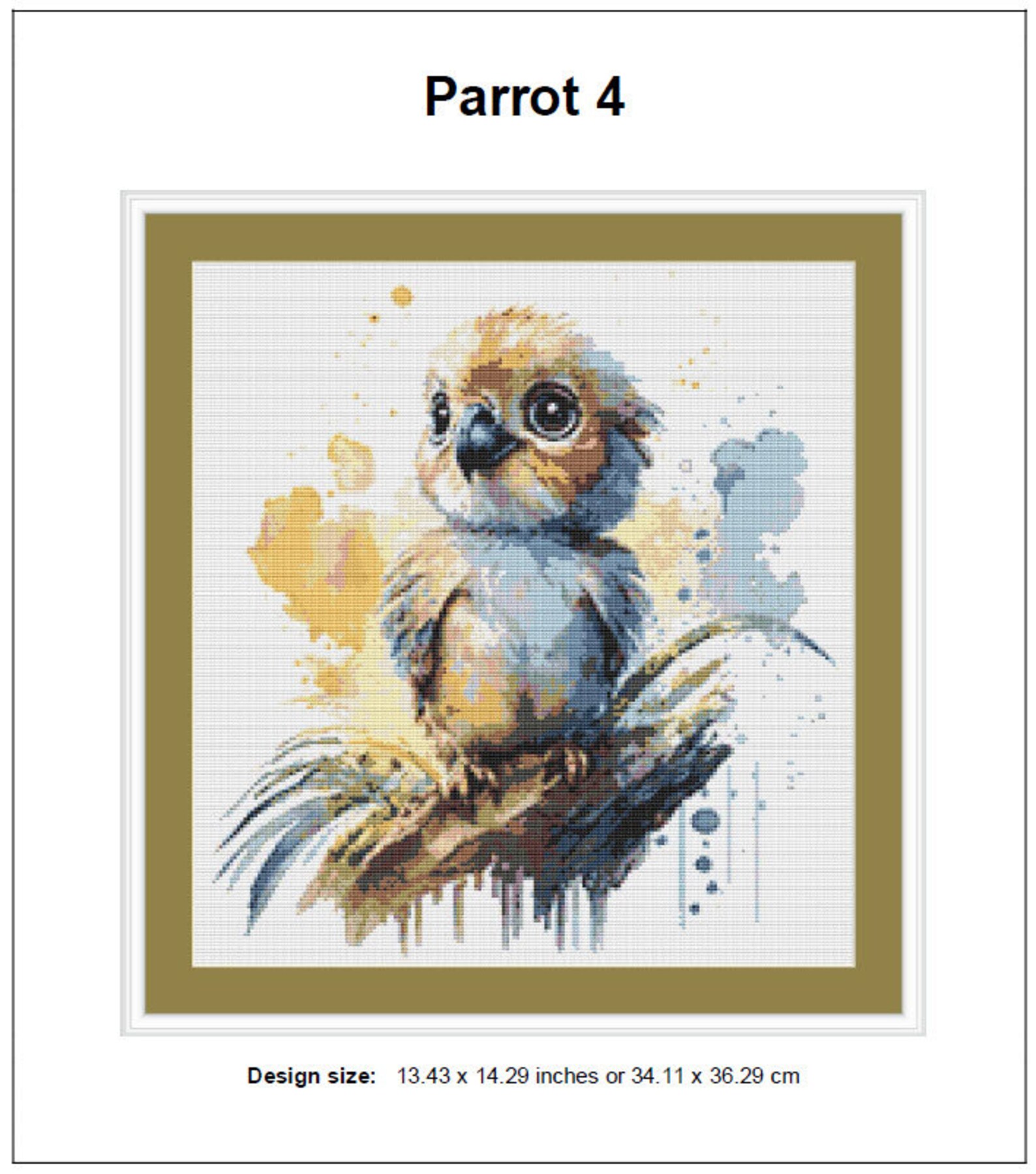 Parrot Cross Stitch Pattern 4 Instant PDF Download - Blue Parrot ...