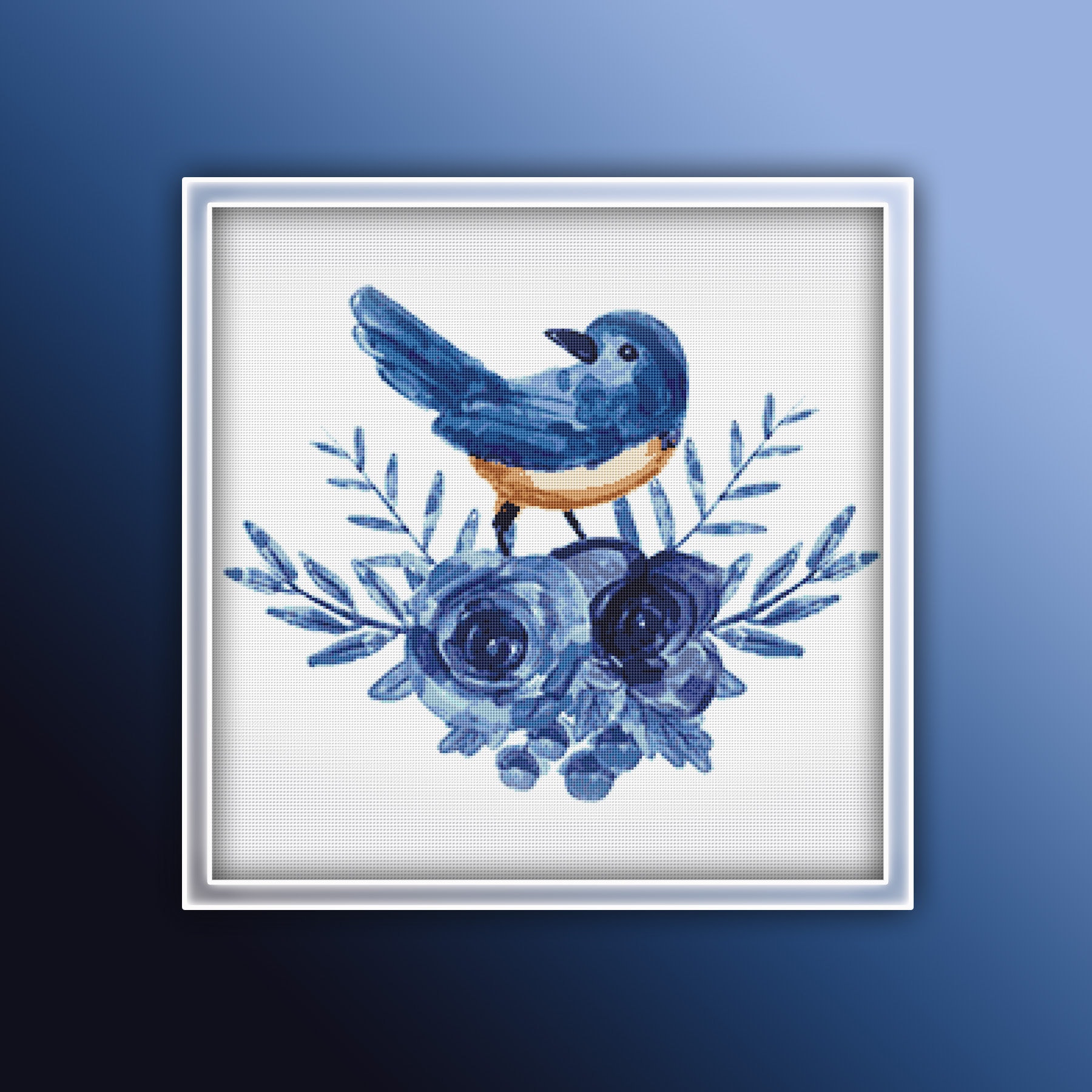 Blue Bird Cross Stitch Pattern Instant PDF Download | Bird Watercolor ...