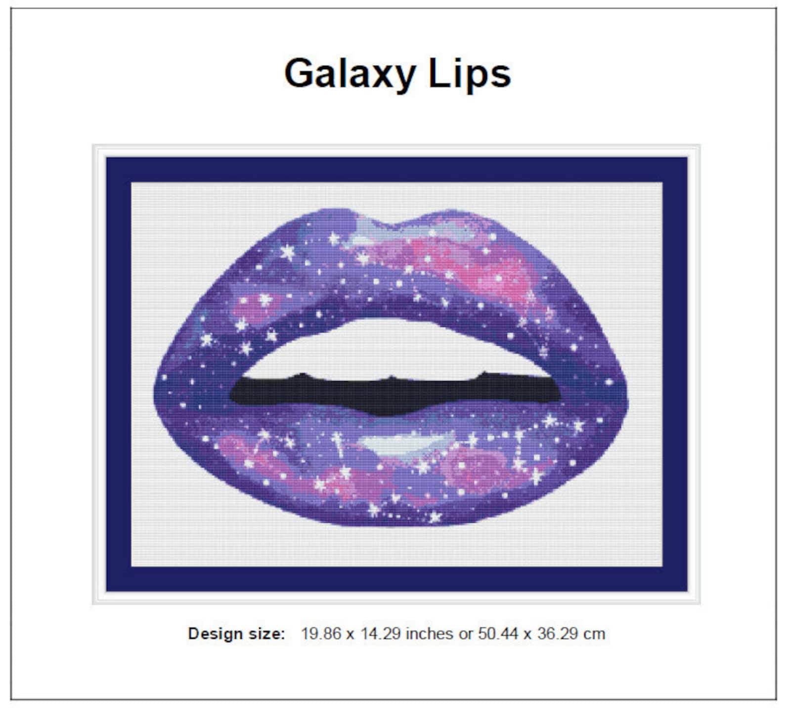 Galaxy Lips Cross Stitch Pattern Instant PDF Download - Glitter Lips ...