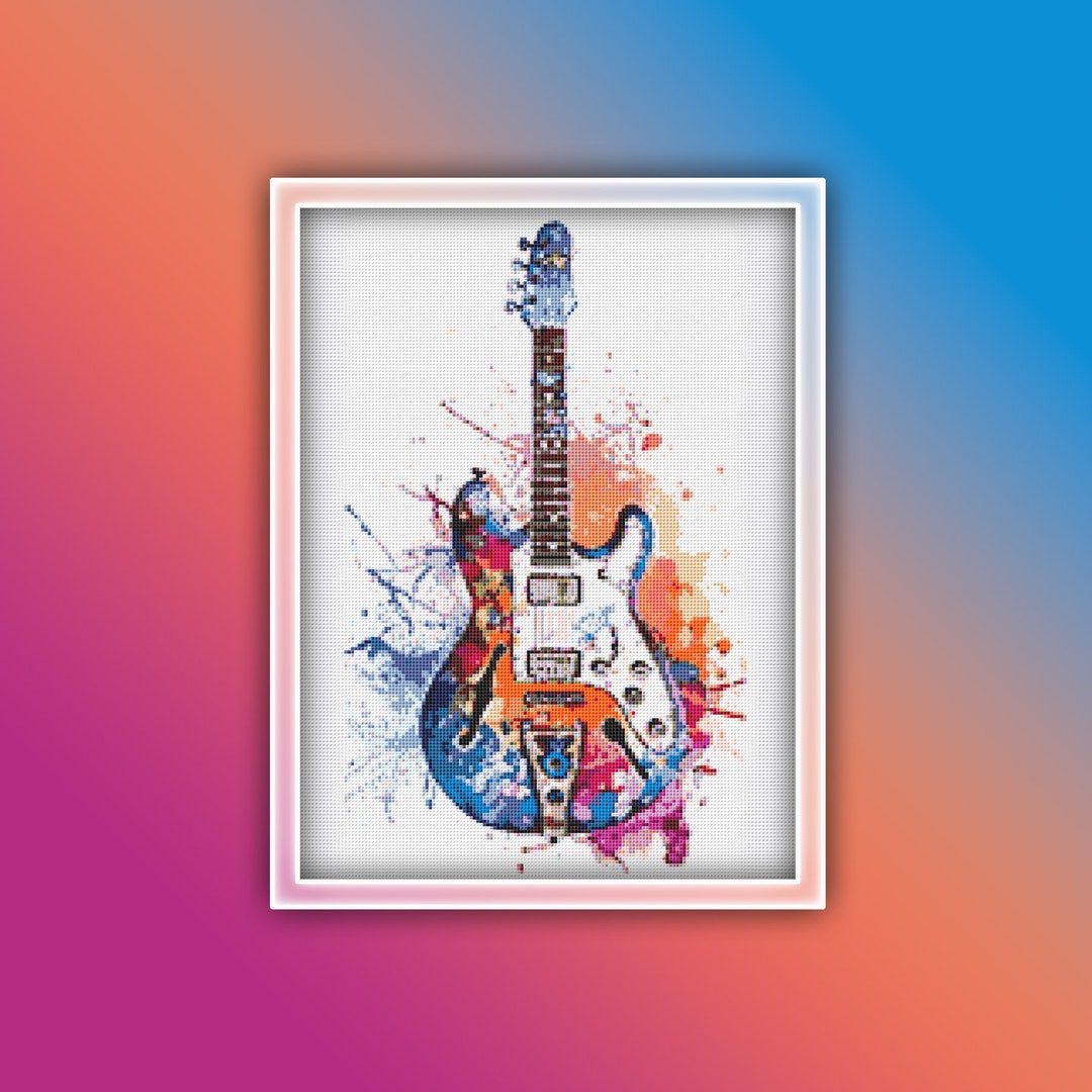 Electric Guitar Cross Stitch Pattern 2 Instant PDF Download - Colorful ...