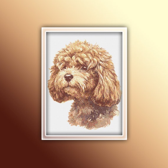 Poodle Cross Stitch Pattern 2 Instant PDF Download Brown | Etsy