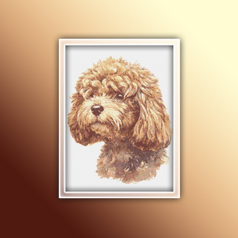 Poodle Cross Stitch Pattern 2 Instant PDF Download - Brown Poodle Dog ...