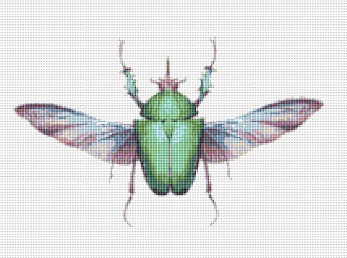 Beetle Cross Stitch Pattern 2 Instant PDF Download Bug - Etsy