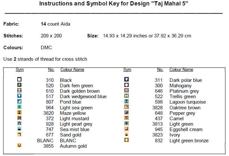 Taj Mahal Cross Stitch Pattern 5 Instant PDF Download - India ...