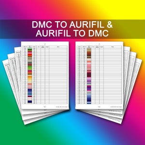 DMC to Aurifil Conversion Chart PDF Instant Download | Cross Stitch ...