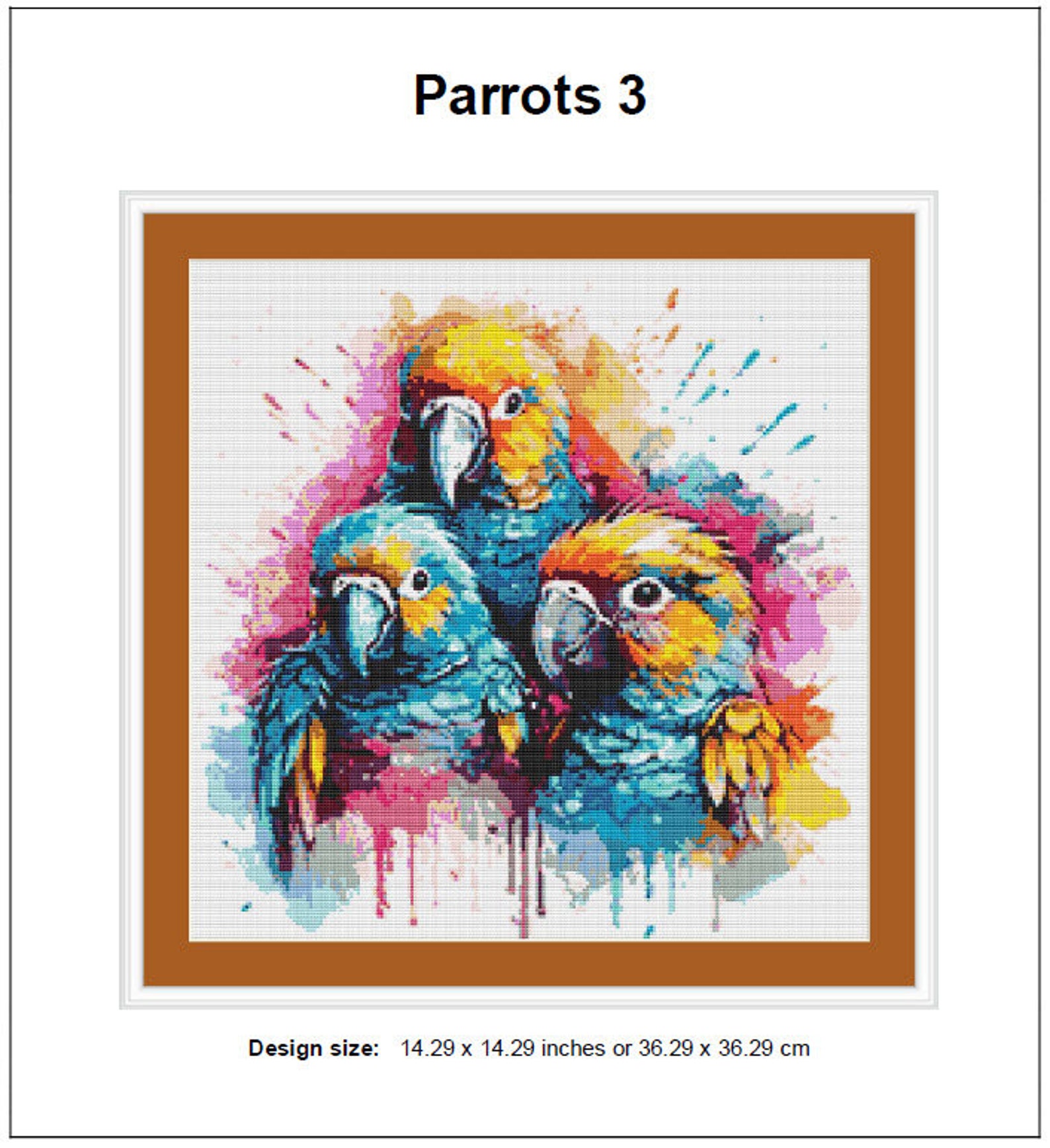 Parrots Cross Stitch Pattern 3 Instant PDF Download - Parrot Watercolor ...