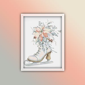 Ice Skating Boot Cross Stitch Pattern Instant PDF Download - Figure ...