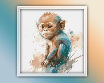 Loopy Monkey Cross Stitch Pattern - Etsy
