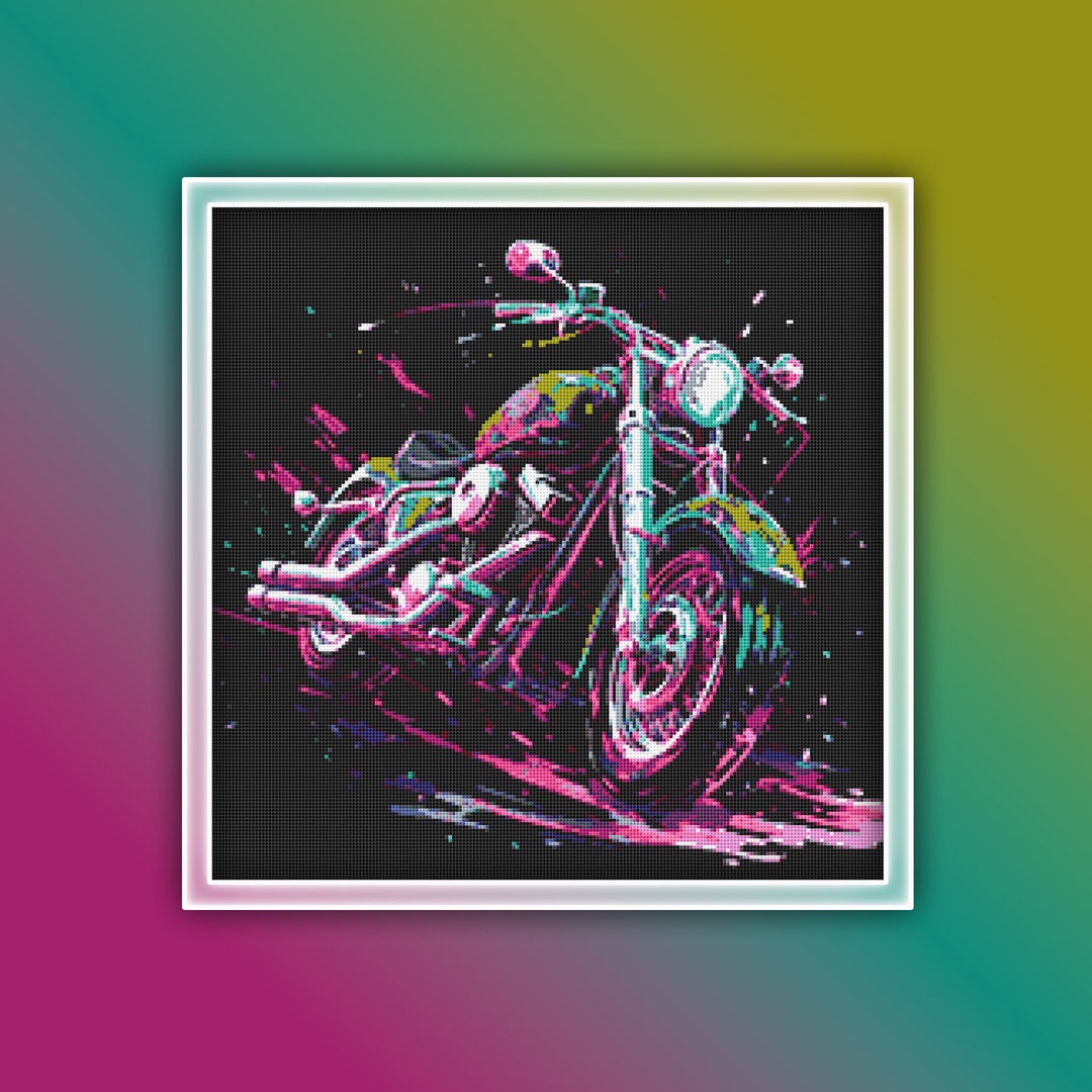 Harley Davidson Cross Stitch Pattern 2 Instant PDF Download - Motorbike ...