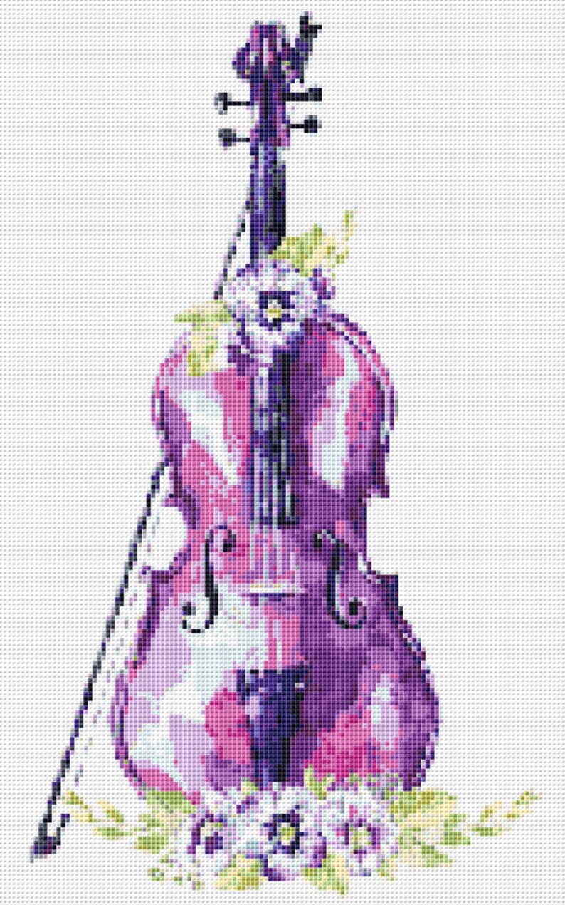 Violin Cross Stitch Pattern 1 Instant PDF Download Violin - Etsy