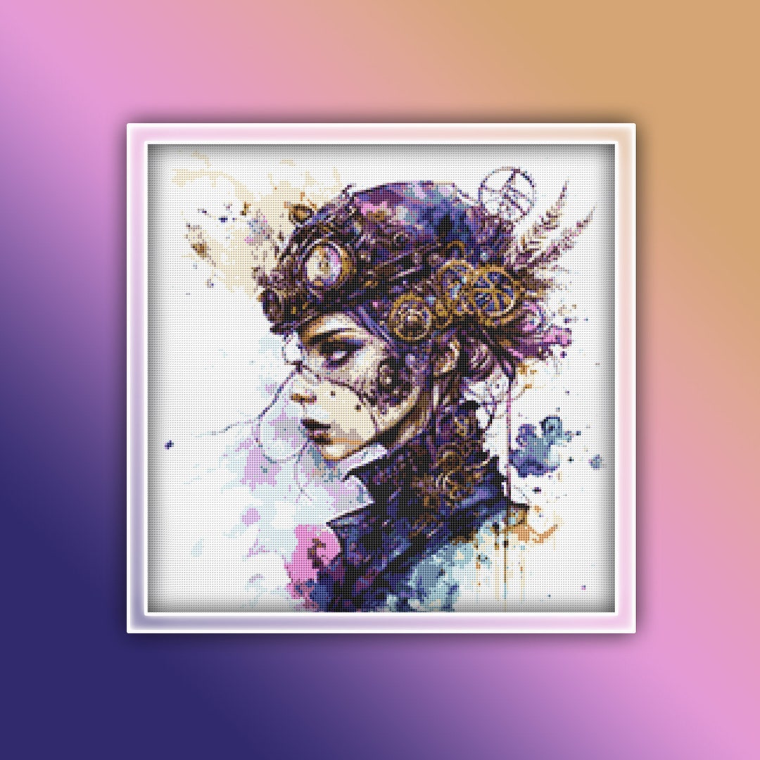 Steampunk Woman Cross Stitch Pattern 2 Instant PDF Download - Woman ...
