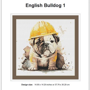 English Bulldog Cross Stitch Pattern 1 Instant PDF Download - Bulldog ...