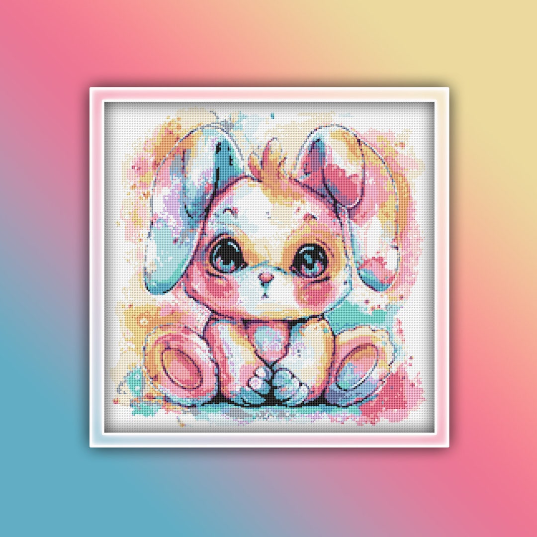 Bunny Cross Stitch Pattern 22 Instant PDF Download - Rabbit Watercolor ...