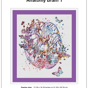 Anatomy Brain Cross Stitch Pattern 1 Instant PDF Download - Anatomy ...