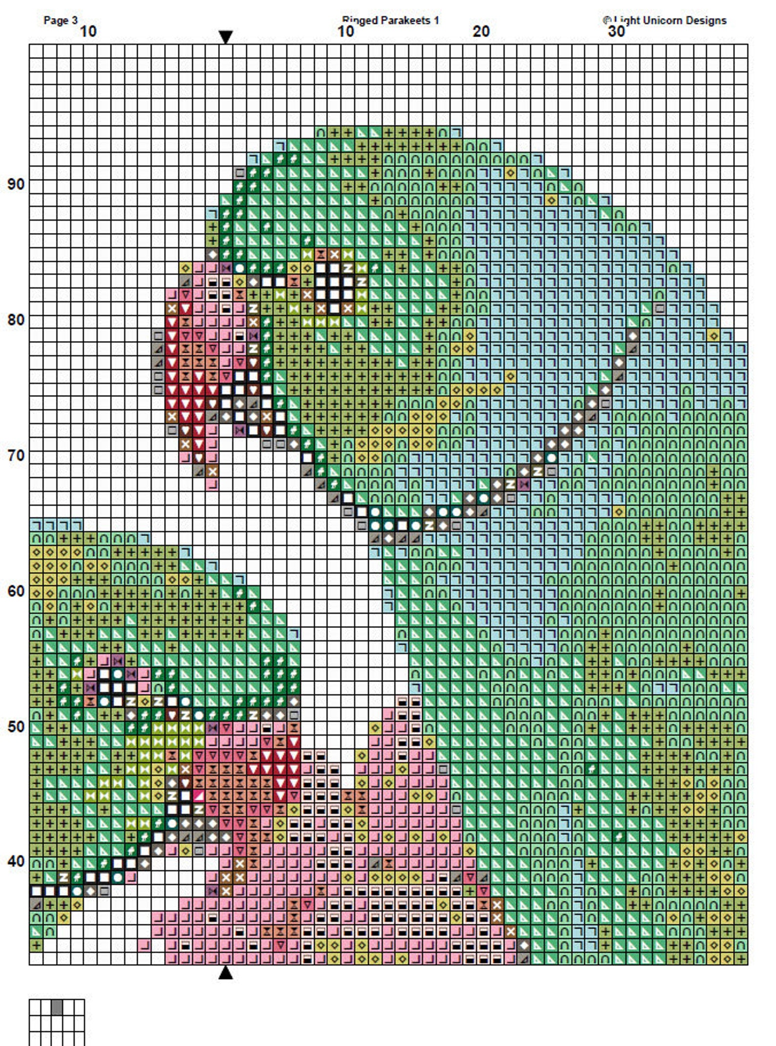 Ringed Parakeets Cross Stitch Pattern 1 Instant PDF Download - Ring ...