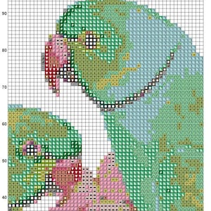 Ringed Parakeets Cross Stitch Pattern 1 Instant PDF Download - Ring ...