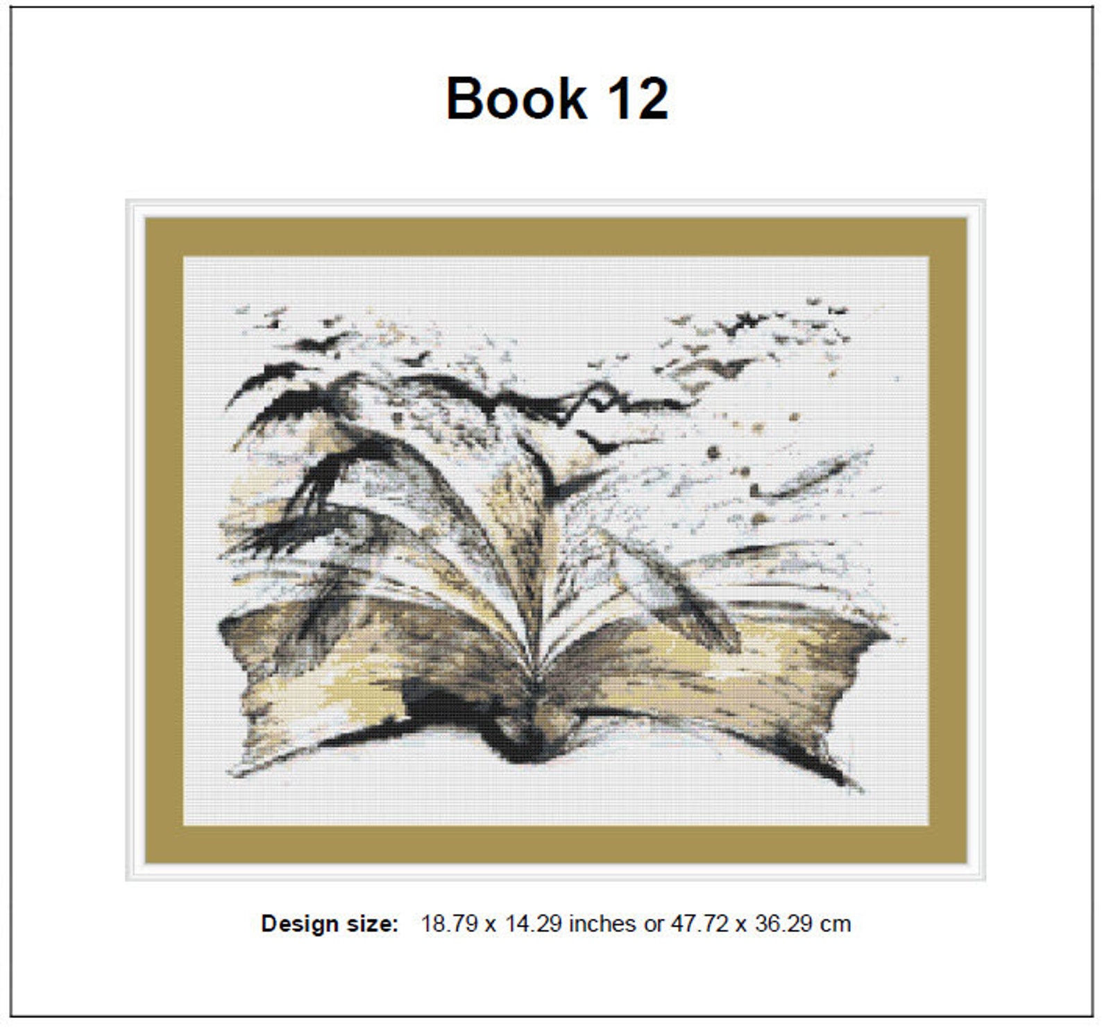 Book Cross Stitch Pattern 12 Instant PDF Download - Reading Watercolor ...