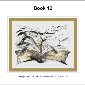 Book Cross Stitch Pattern 12 Instant PDF Download - Reading Watercolor ...