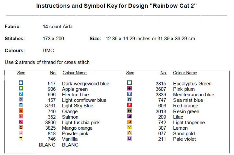 Rainbow Cat Cross Stitch Pattern 2 Instant PDF Download - Kitty ...