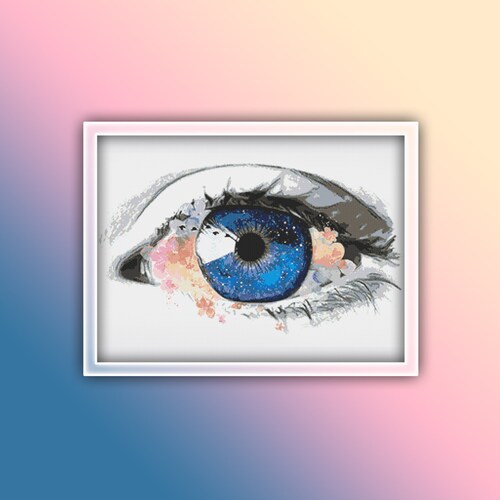 Blue Eye Cross Stitch Pattern 2 Instant PDF Download Blue - Etsy