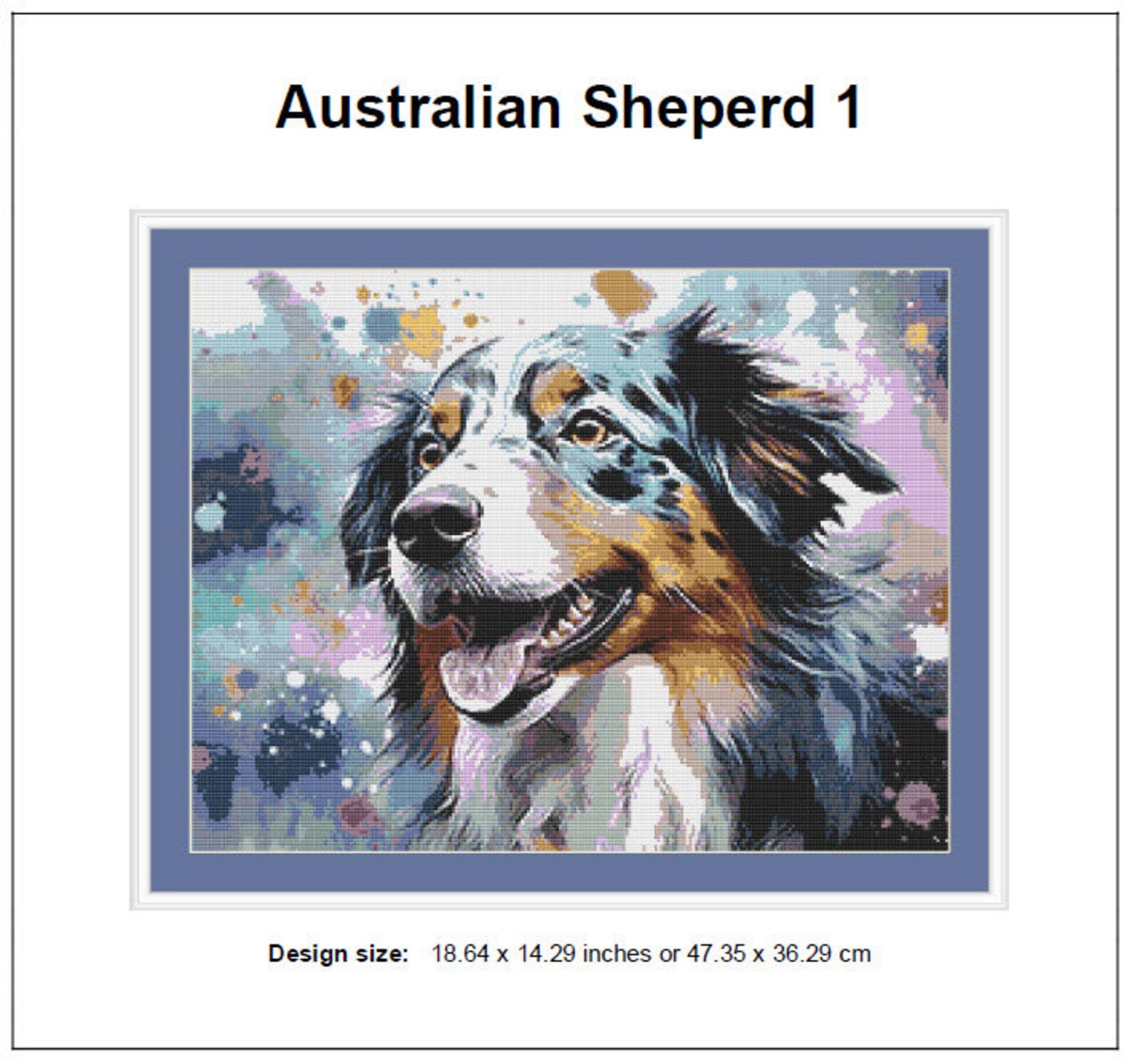 Australian Shepherd Cross Stitch Pattern 1 Instant PDF Download - Dog ...