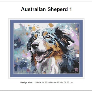Australian Shepherd Cross Stitch Pattern 1 Instant PDF Download - Dog ...
