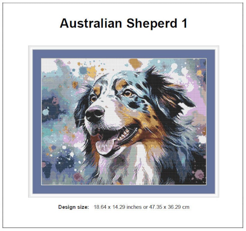 Australian Shepherd Cross Stitch Pattern 1 Instant PDF Download - Dog ...