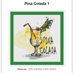 Pina Colada Cross Stitch Pattern 1 Instant PDF Download - Cocktail ...