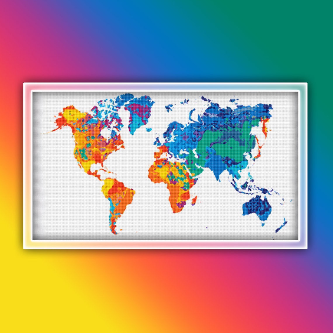 World Map Cross Stitch Pattern 3 Instant PDF Download Earth - Etsy