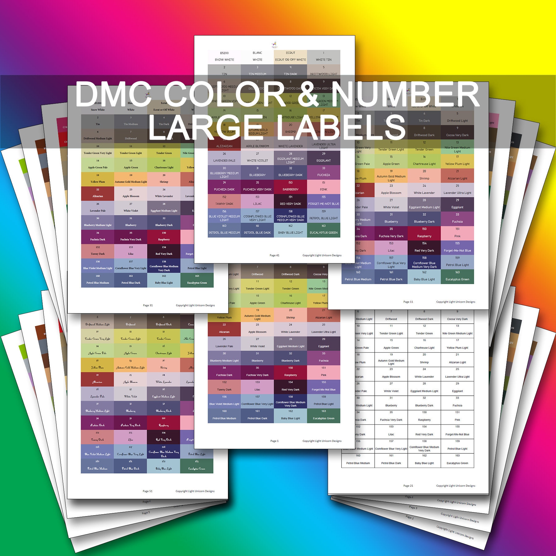 DMC Thread Charts PDF Instant Download | Cross Stitch Chart | Inventory ...