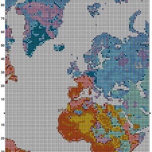 World Map Cross Stitch Pattern 3 Instant PDF Download - Earth ...