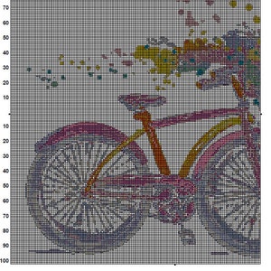 Bicycle Cross Stitch Pattern 1 Instant PDF Download - Flower Bicycle ...